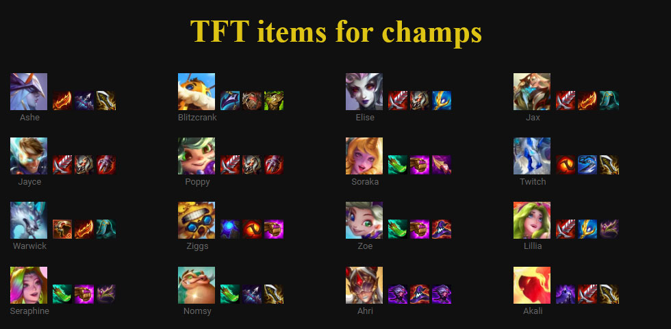 TFT item build for champions set 14